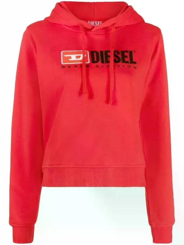DIESEL® Logo Embroidered Cotton Hoodie - Red