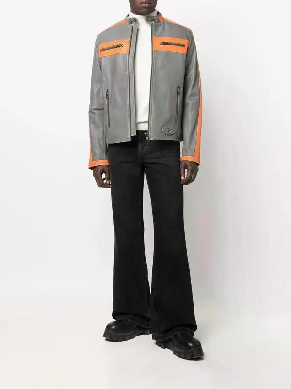 DIESEL® Leather Panelled Zip-up Jacket