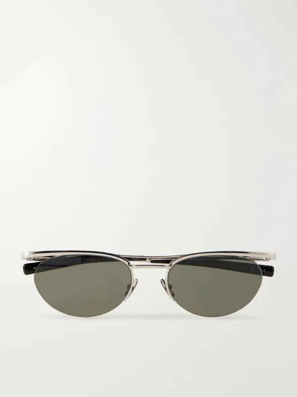 Saint Laurent Oval-frame -tone Sunglasses - Silver