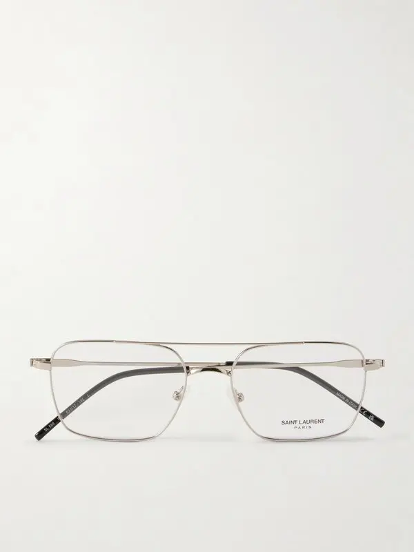 Saint Laurent Sl 888" Square-frame Metal Glasses - Silver
