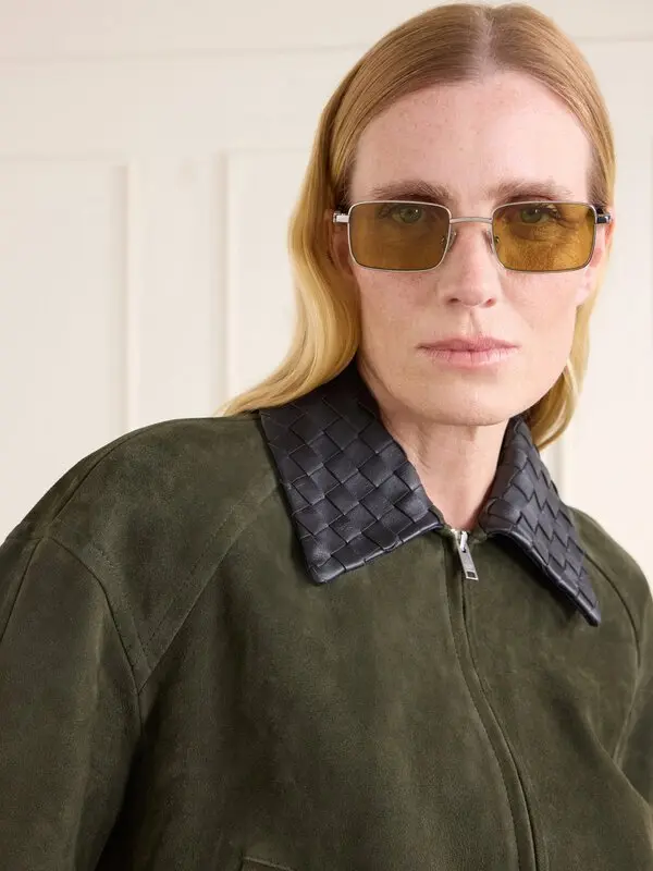 Bottega Veneta Square Frame Metal Sunglasses