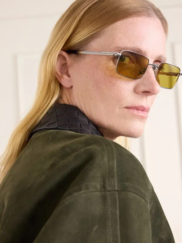 Bottega Veneta Square Frame Metal Sunglasses