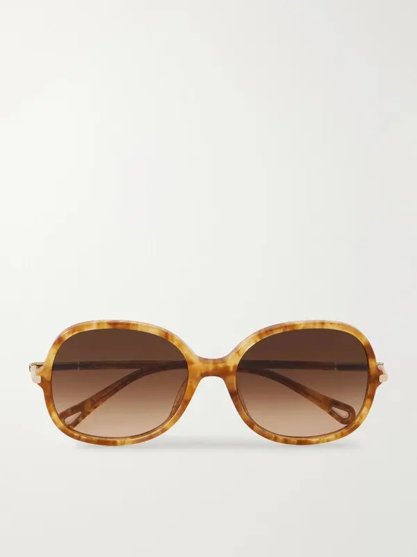 Chloé Acetate Sunglasses With Round Frames - Tortoiseshell