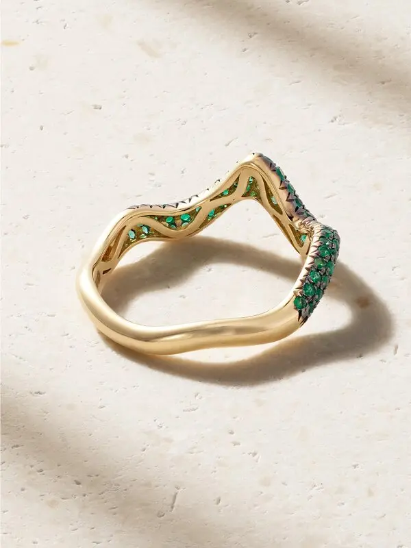 Shay 18 Karat Gold, Emerald And Diamond Ring - Green
