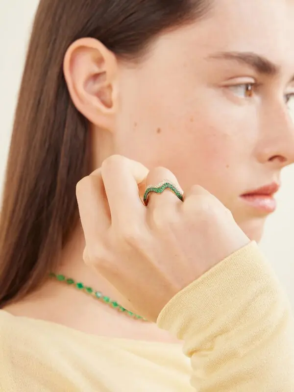 Shay 18 Karat Gold, Emerald And Diamond Ring - Green