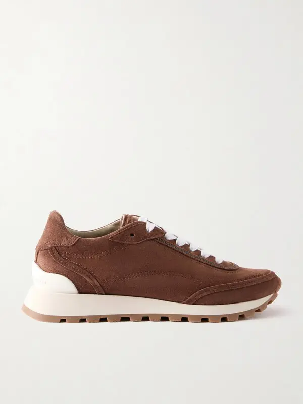 Brunello Cucinelli Suede Bead-embellished Sneakers - Brown