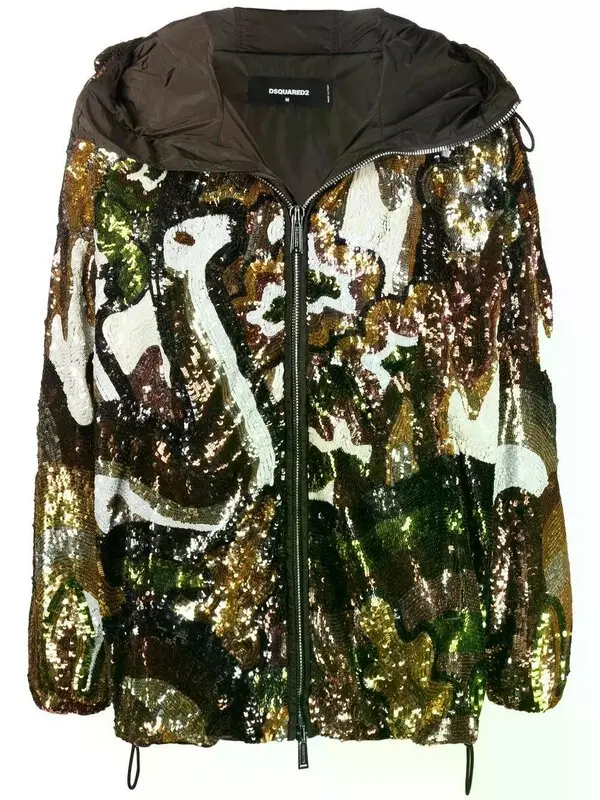 Dsquared2 Sequinned Zip-up Jacket - Brown