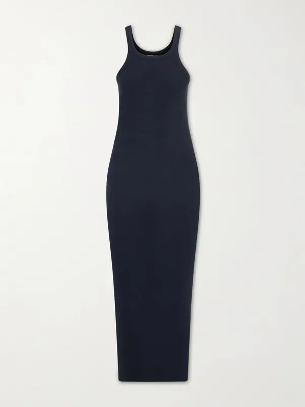 JAMES PERSE Ribbed Cotton Midi Dress - Gray