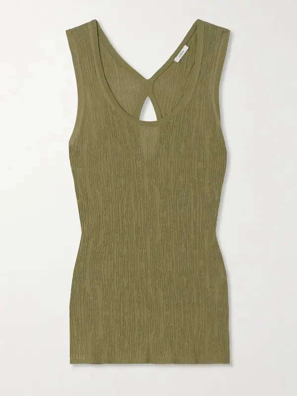 JOSEPH Bayt" Rib-knit Tank With Cutout - Green