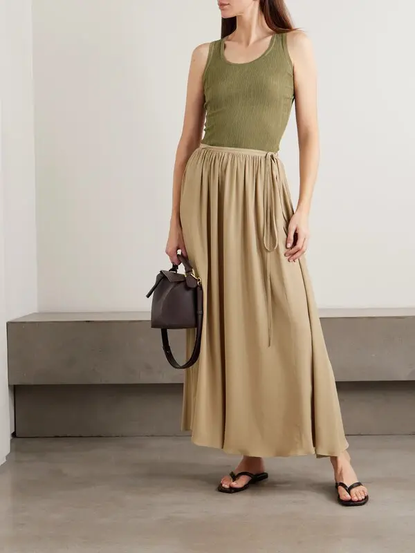 JOSEPH Bayt Cutout Textured-knit Tank - Green
