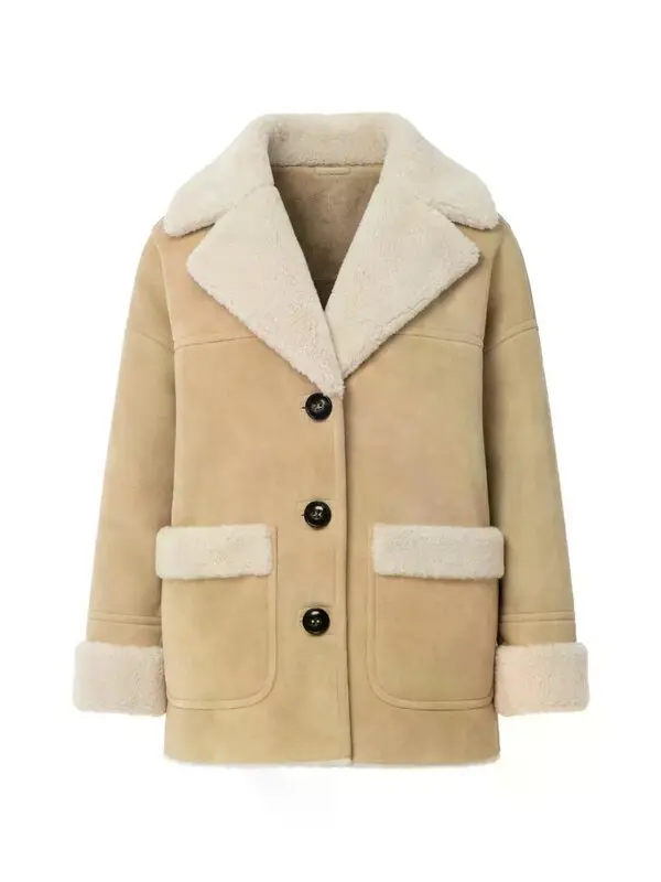Dsquared2 Beige Lambskin Shearling Trimmed Coat - Neutrals