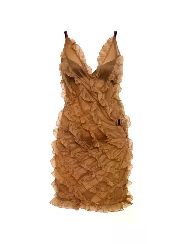 Dsquared2 Sheer Draped Ruffled Mini Dress