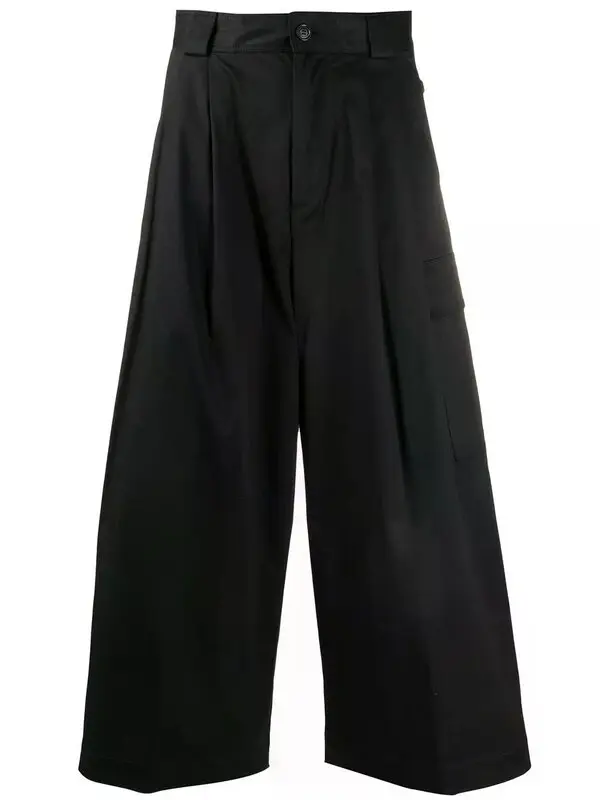 Woolrich High-waisted Pleated Wide-leg Trousers - Black