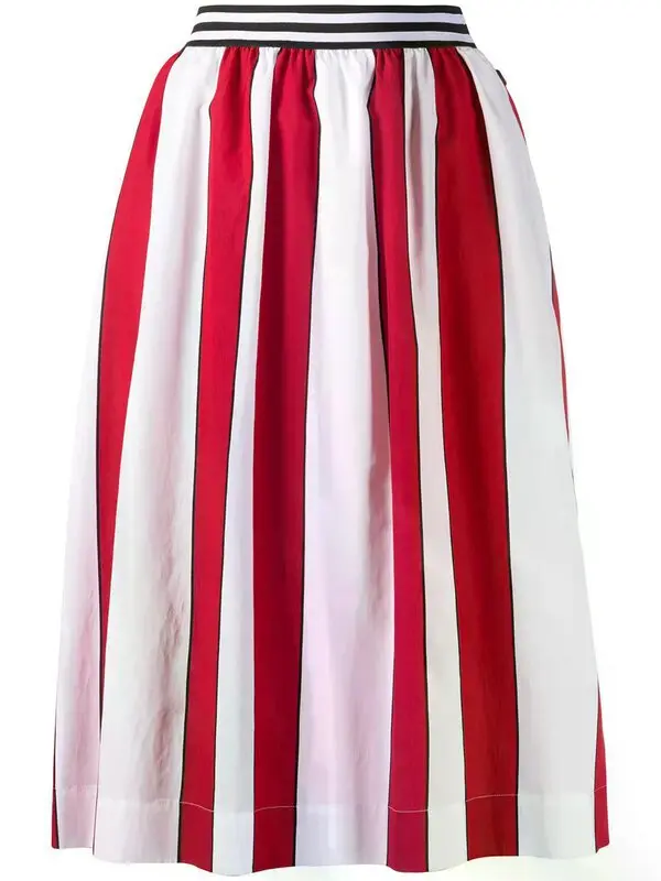 Woolrich Striped Pleated Skirt - Red