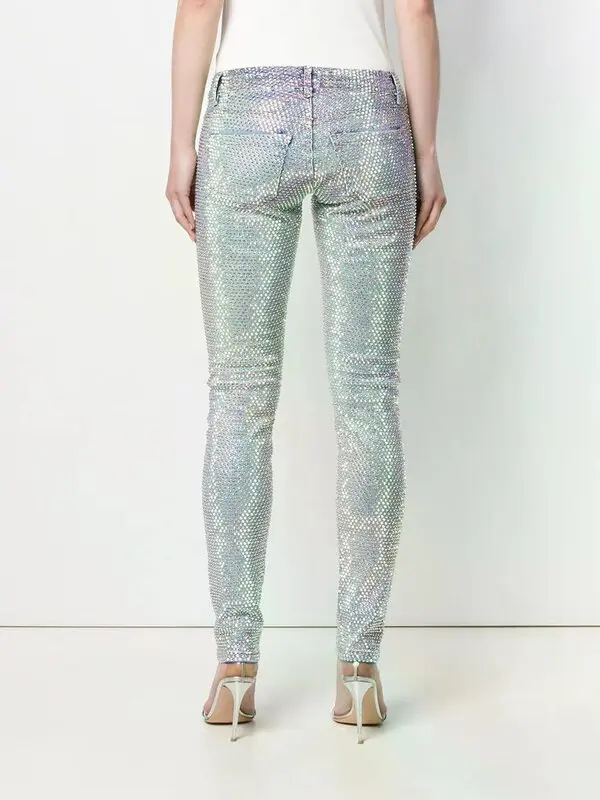 Philipp Plein Crystal Embellished Slim Fit Jeans