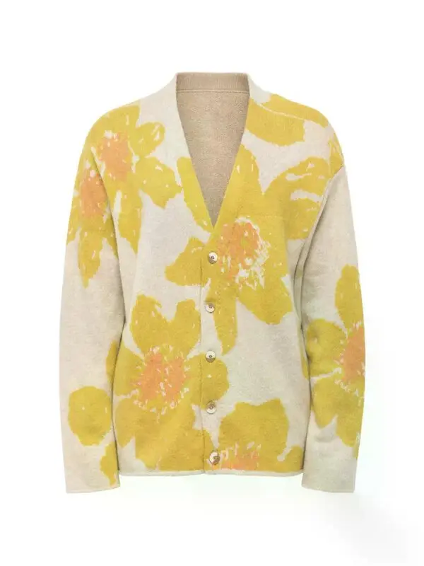 THE ELDER STATESMAN Floating Florals Cashmere Cardigan