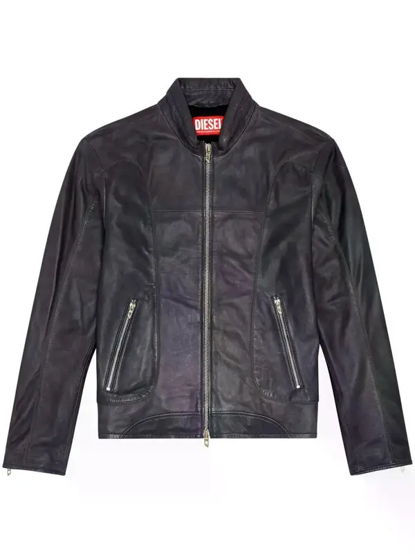DIESEL® L-krix Leather Biker Jacket - Black