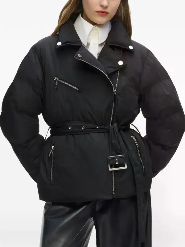 Karl Lagerfeld Belted Padded Biker Jacket