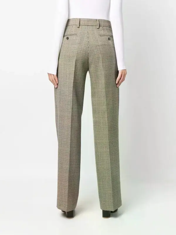 N°21 Camel Brown Check Print Wool Trousers