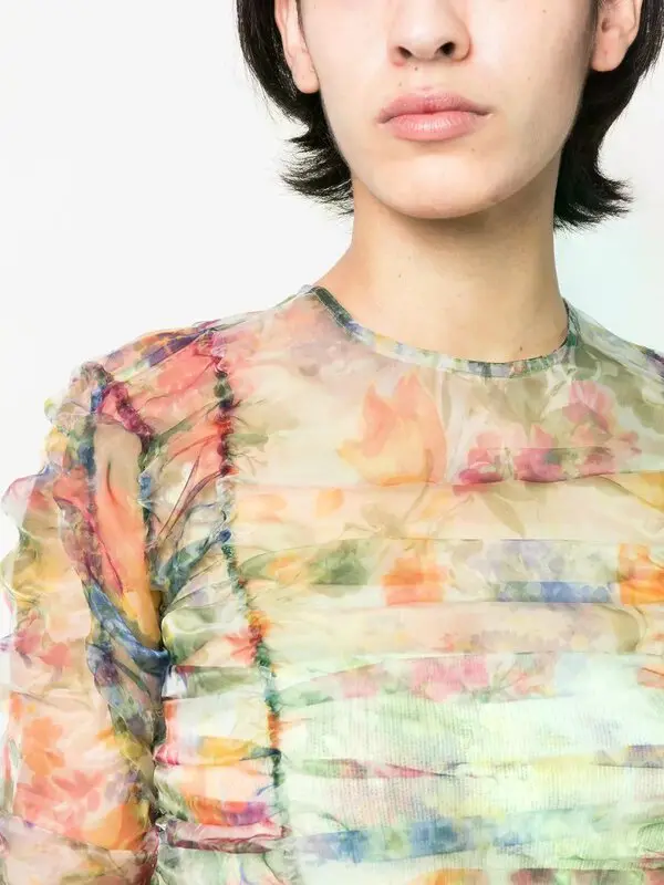 Viktor & Rolf Floral Print Sheer Blouse
