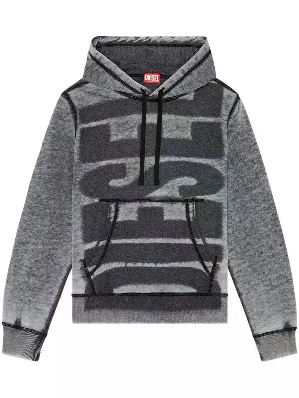 DIESEL® S-ginn-hood-l1 Burn-out Hoodie - Grey
