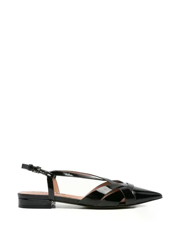 BIBI LOU Nolia Patent Leather Pointed-toe Slingback Sandals - Black