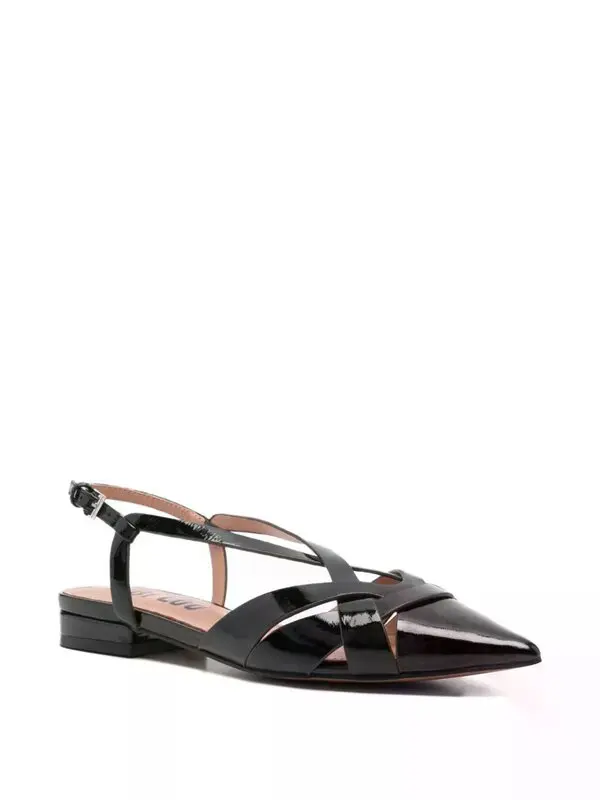 BIBI LOU Nolia Patent Leather Pointed-toe Slingback Sandals - Black