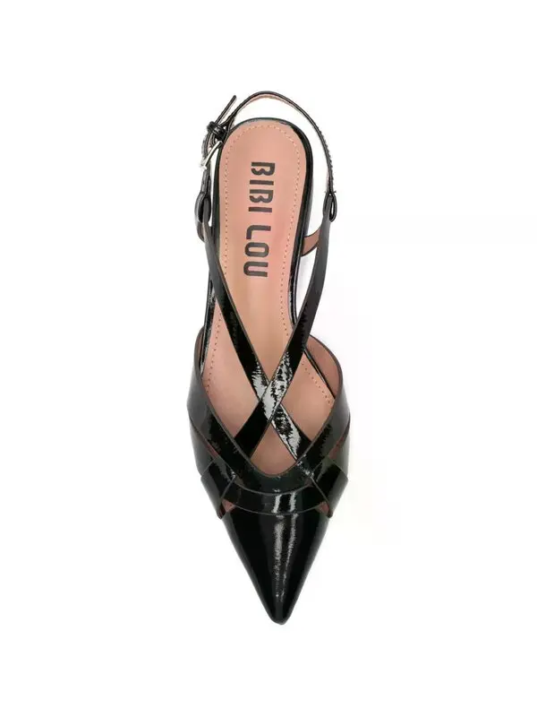 BIBI LOU Nolia Patent Leather Pointed-toe Slingback Sandals - Black