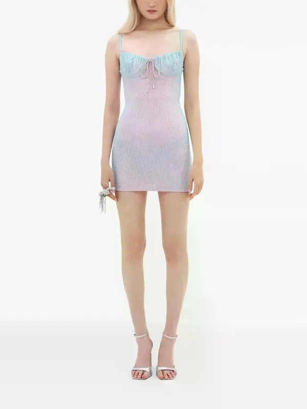 AREA Crystal Embellished Mini Dress - Green