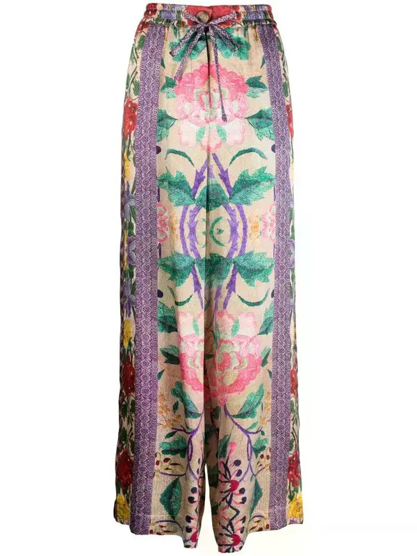 PIERRE-LOUIS MASCIA Kamut Floral-print Silk Trousers - Multicolour