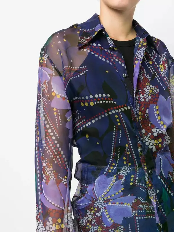 Dsquared2 Floral Print Semi-sheer Shirt