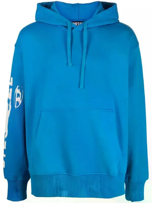 DIESEL® Graphic Print Cotton Hoodie - Blue
