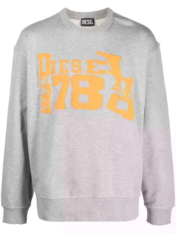 DIESEL® Logo Print Cotton Sweatshirt - Grey