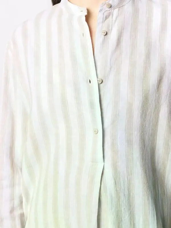 Woolrich Striped Collarless Long Shirt