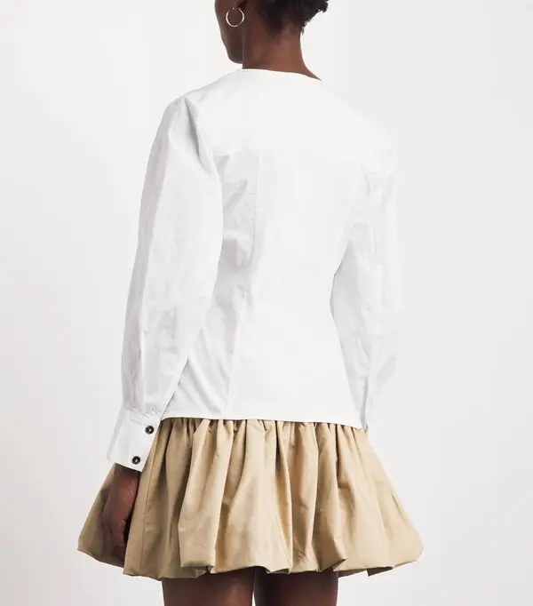 GANNI Stretch Cotton V-neck Shirt