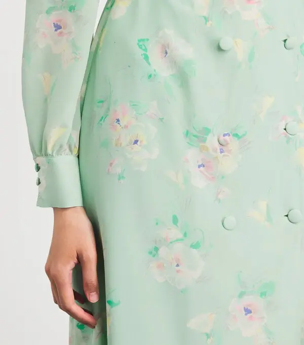 Alessandra Rich Silk Floral Double-breasted Midi Dress