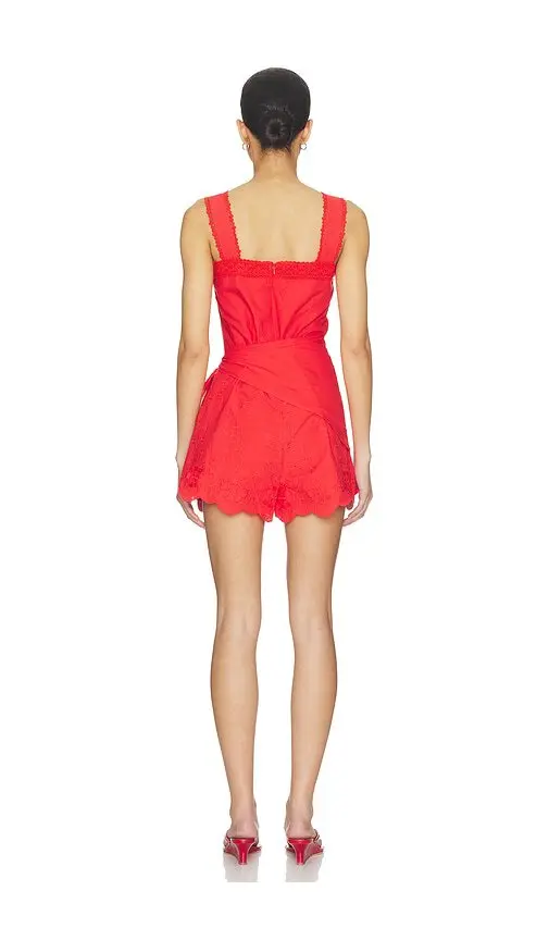 Line & Dot Cotton Eyelet Romper