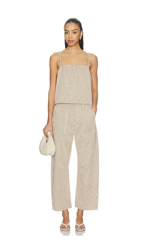 Lna Brandy Check Cropped Top