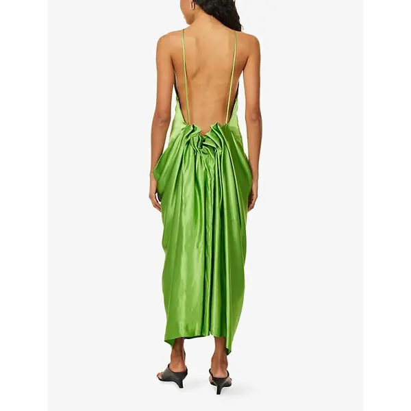 Khaite Draped Satin Maxi Dress