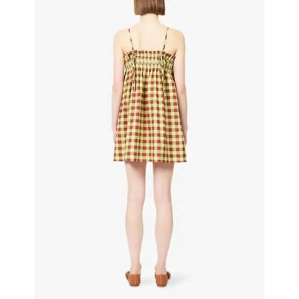 DAMSON MADDER Checked Cotton Mini Dress