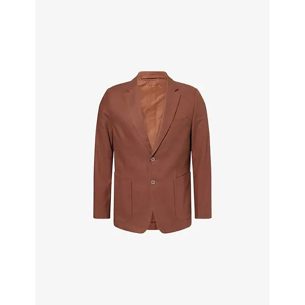 PERCIVAL Tailored Single-breasted Linen And Cotton-blend Blazer - Brown