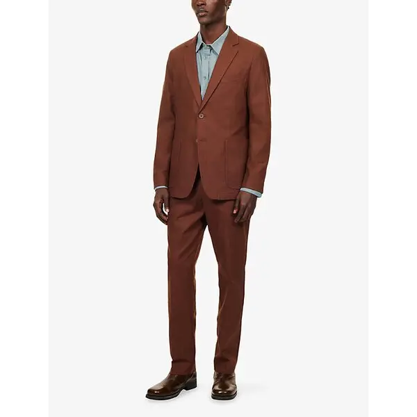 PERCIVAL Tailored Single-breasted Linen And Cotton-blend Blazer - Brown