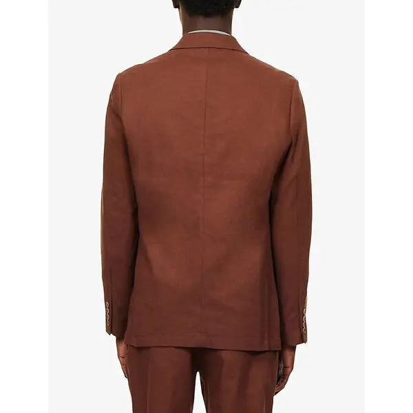 PERCIVAL Tailored Single-breasted Linen And Cotton-blend Blazer - Brown