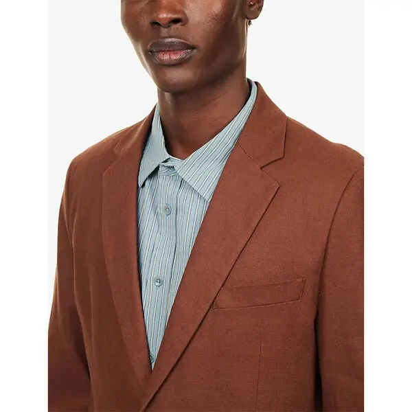 PERCIVAL Tailored Single-breasted Linen And Cotton-blend Blazer - Brown