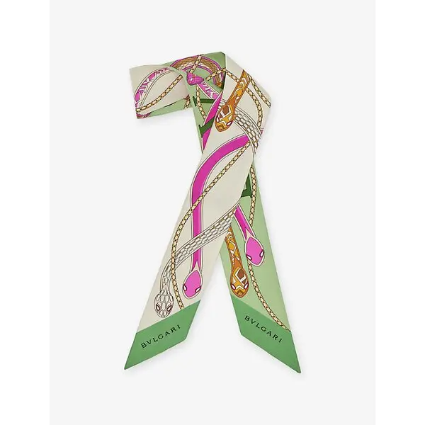 BVLGARI Serpenti 75 Mini Shelley Silk-twill Scarf - Green