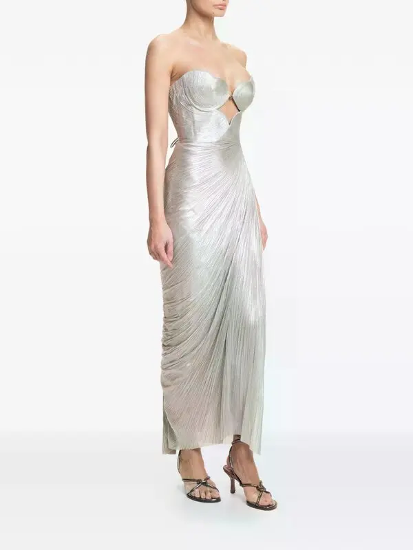 MARIA LUCIA HOHAN Amisha Cut-out Pleated Maxi Dress - Silver