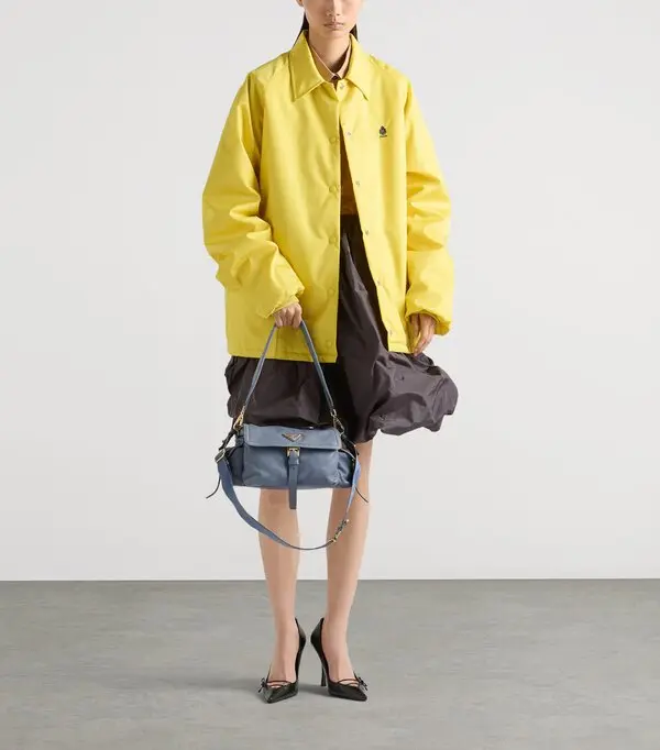 Prada Medium Lambskin Explore Shoulder Bag - Blue