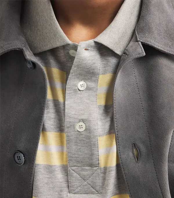 AMI Paris Oversized Stripe Polo Shirt - Grey