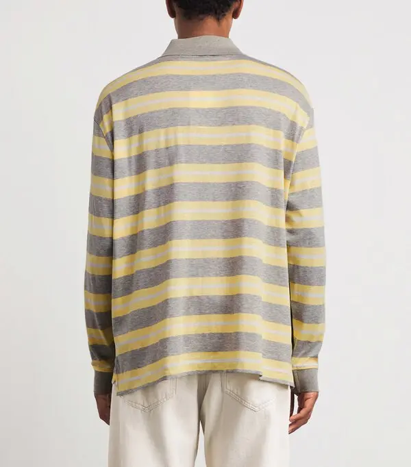 AMI Paris Oversized Stripe Polo Shirt - Grey