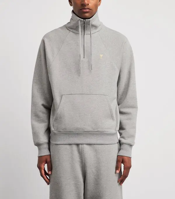 AMI Paris Cotton Logo Quarter-zip Sweatshirt